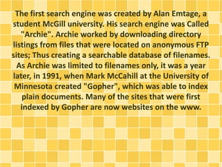 Search Engine Progressions over time | PPT