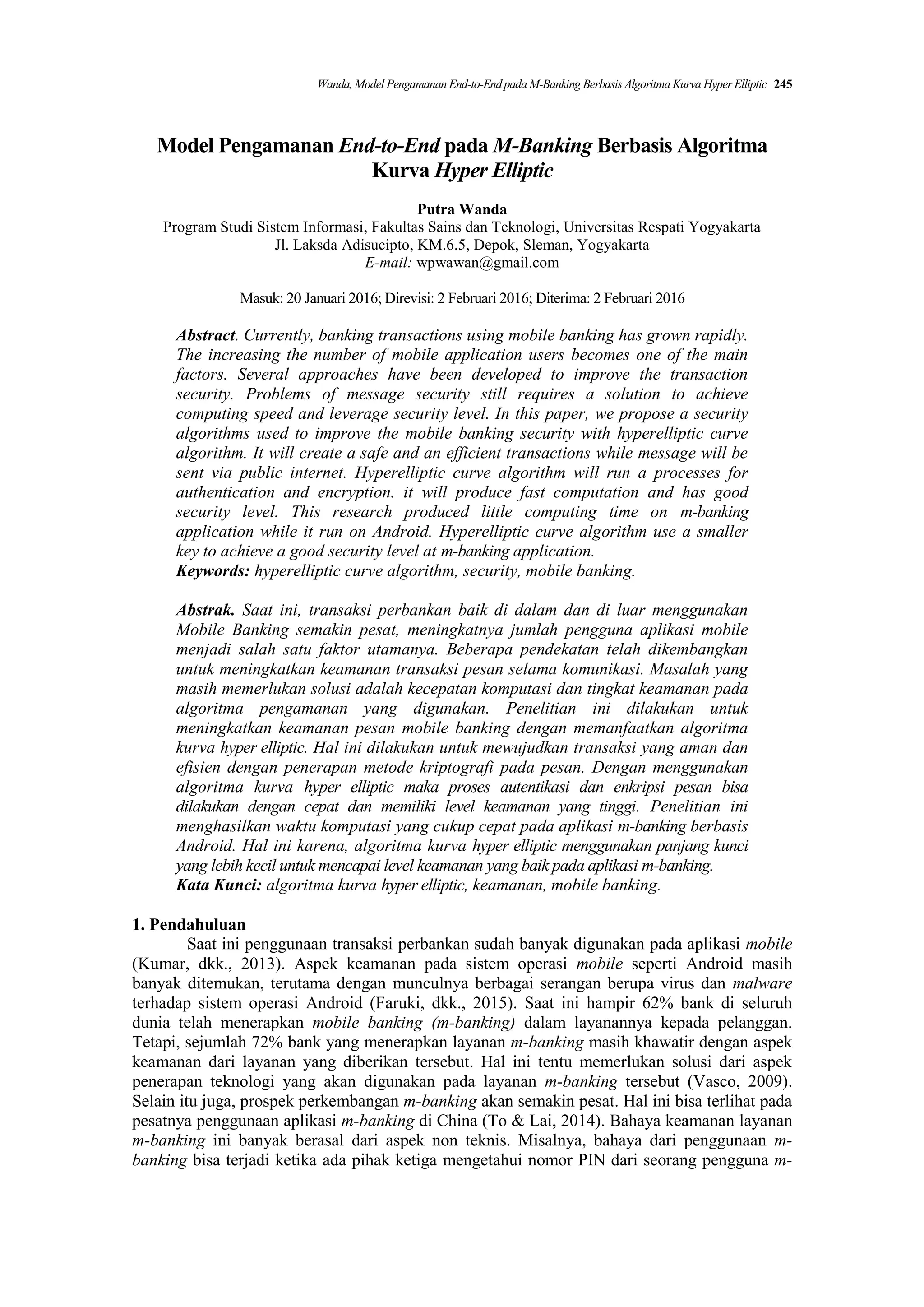 Model Pengamanan end-to-end pada M-Banking | PDF