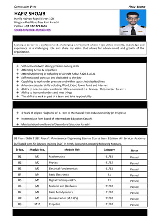 Resume - Hafiz Shoaib - Aerospace Technician(Seams) | DOC