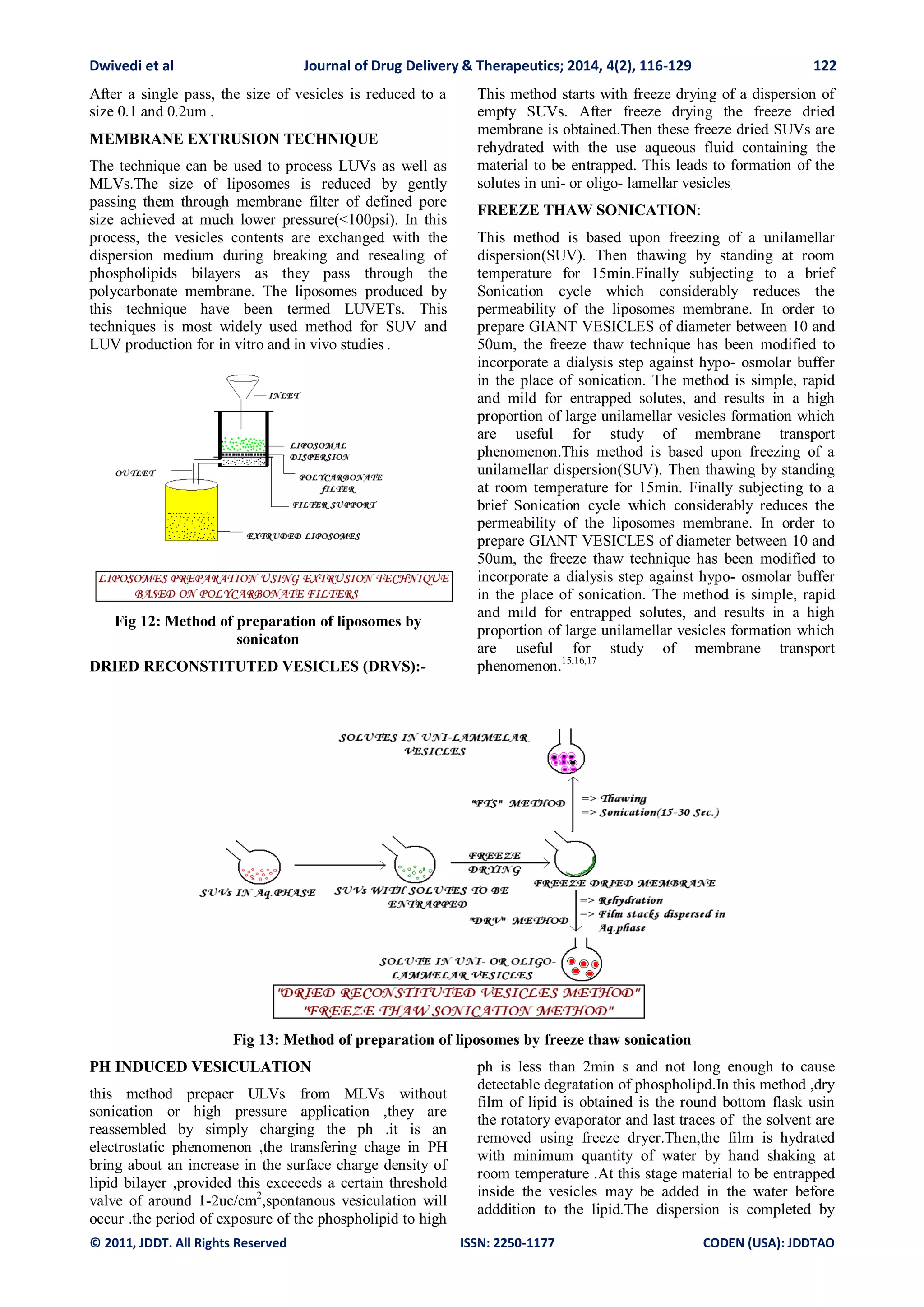ROLE OF LIPOSOME IN NOVEL DRUG DELIVERY SYSTEM | PDF