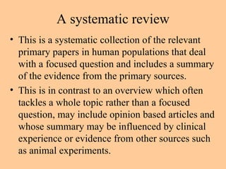 Meta-analysis and systematic reviews | PPT