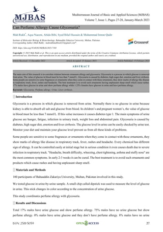 Can Perfume Allergy Cause Glycosuria? | PDF | Diabetes | Diseases and ...