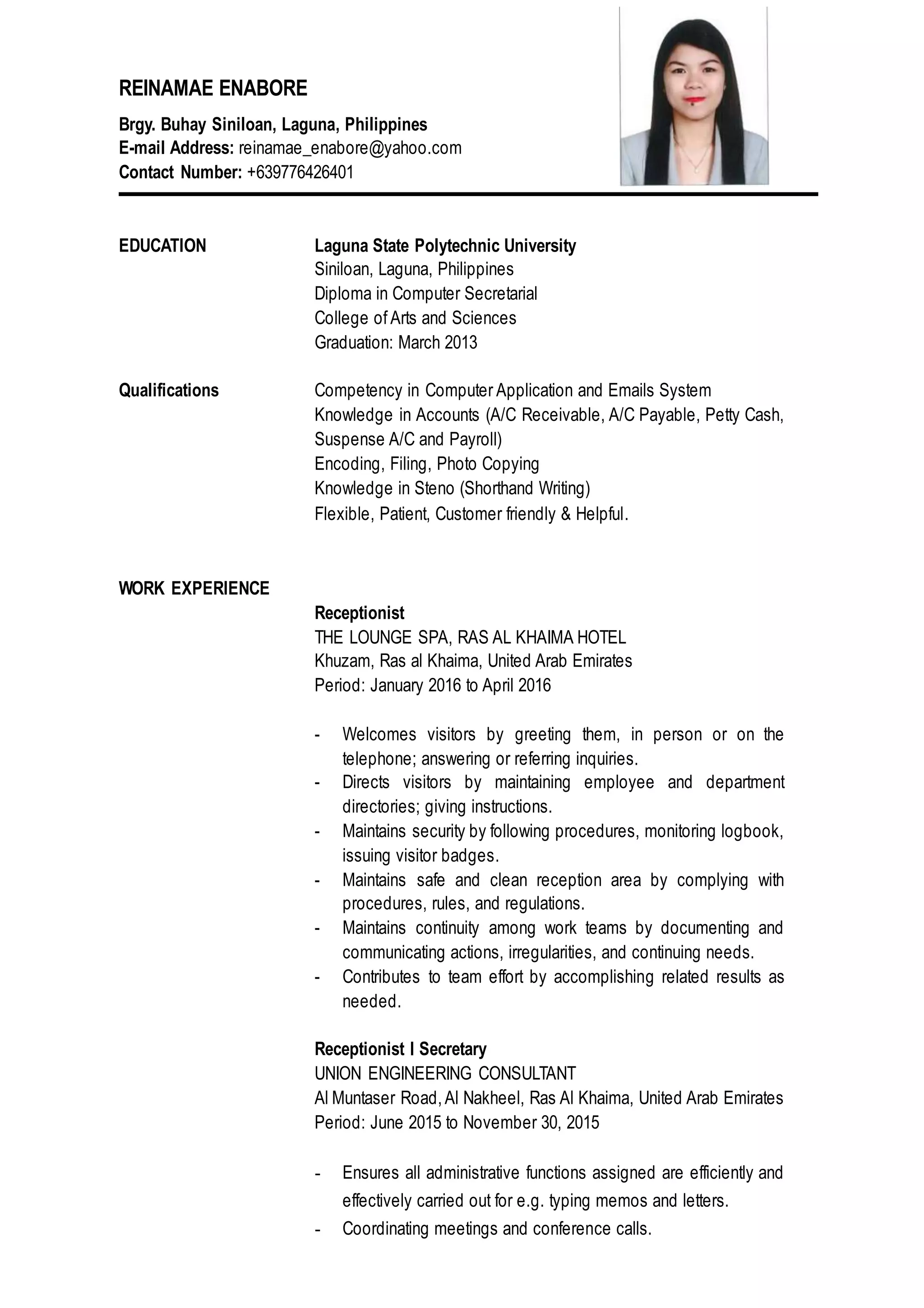 Reina's Updated CV | PDF