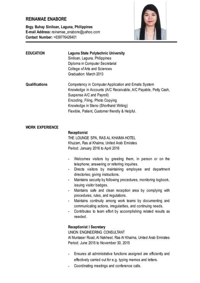 Reina's Updated CV | PDF