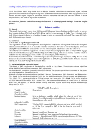 Seeking Finance, Perceived Financial Constraints and R&DEngagement | PDF