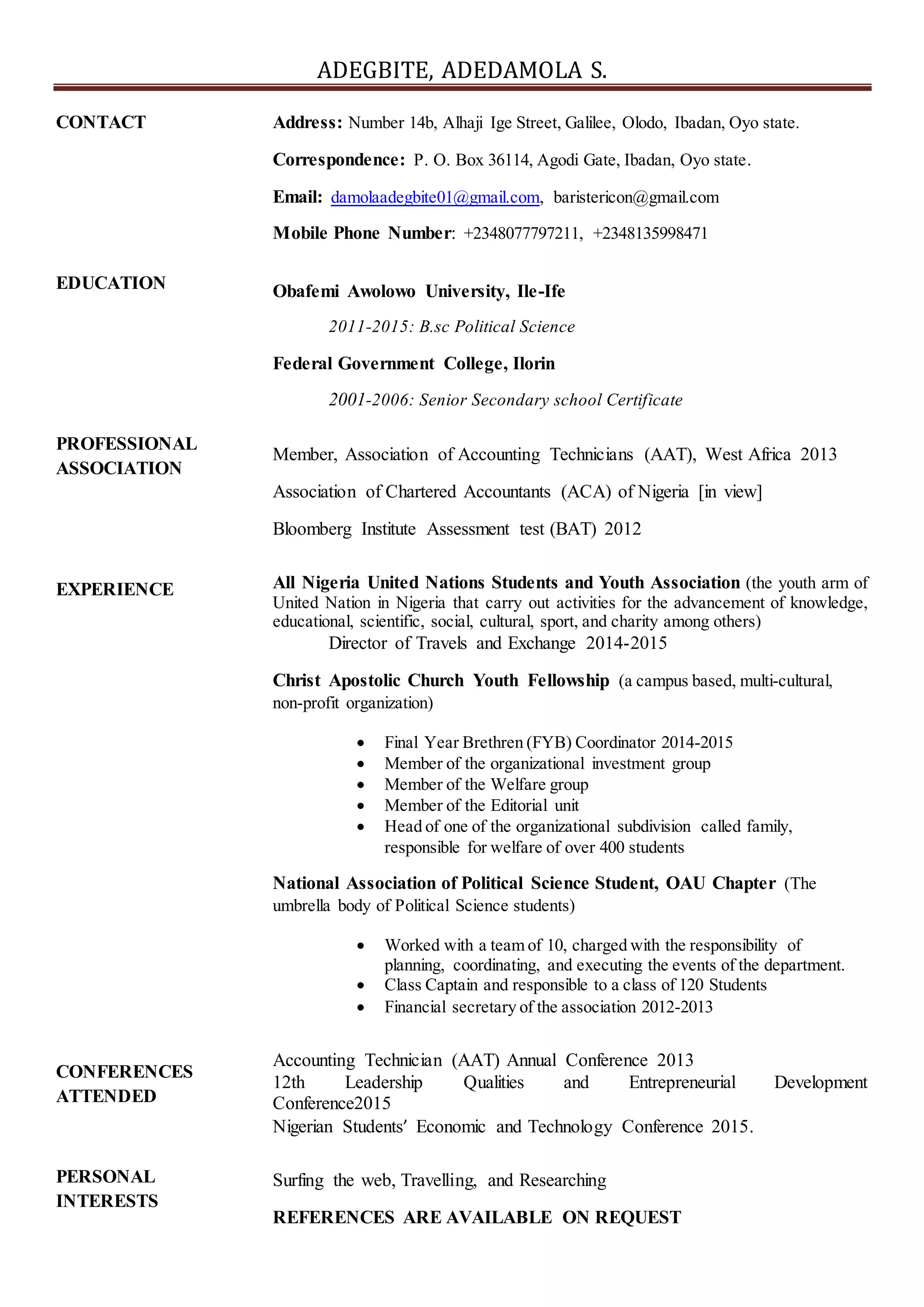 ADEGBITE CV3 | PDF | Free Download