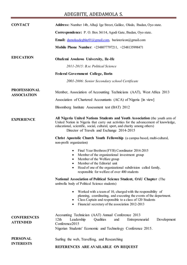 ADEGBITE CV3 | PDF | Free Download