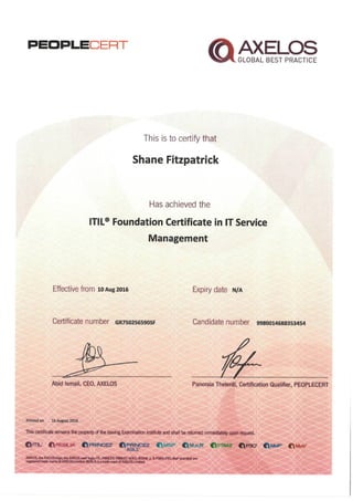 ITIL Certificate | PDF