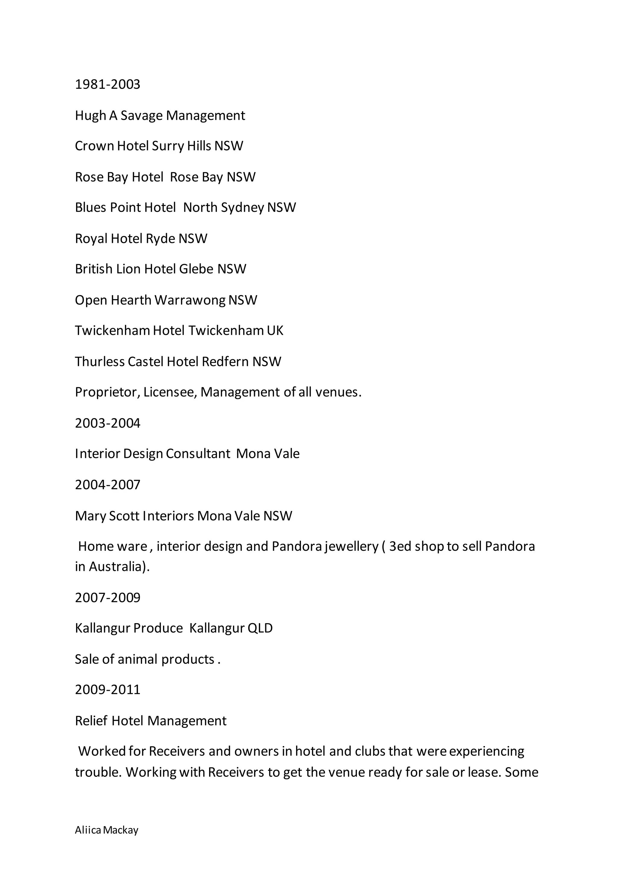 Alicia Mackay Resume | PDF