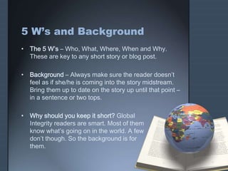 5 W's and Background | PPT