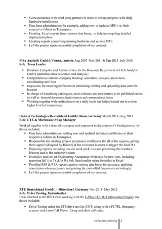 CV of Steven Holloway - May 2016 | PDF