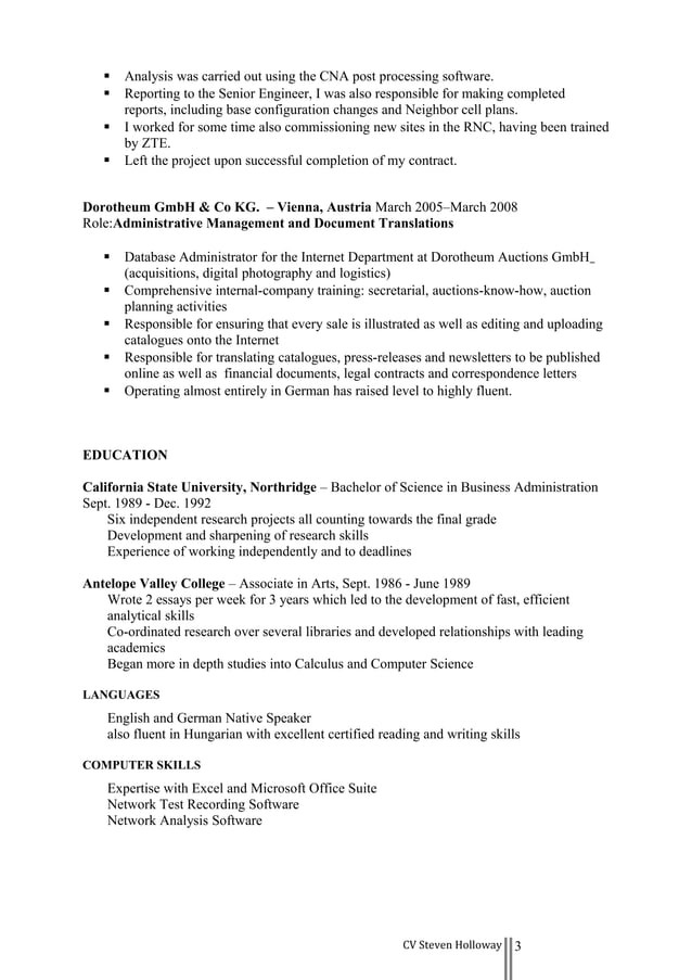 CV of Steven Holloway - May 2016 | PDF