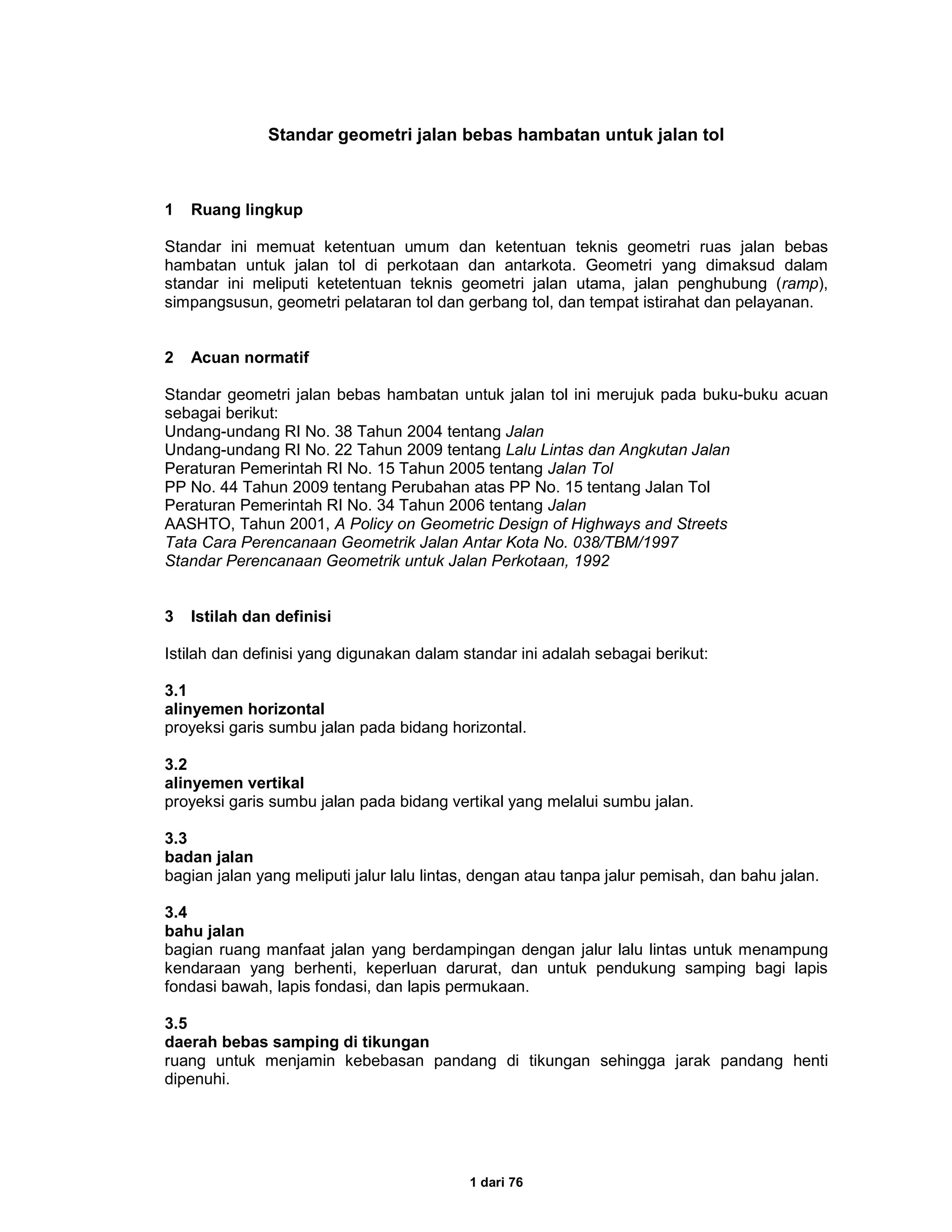 Standard Geometrik Jalan Tol | PDF