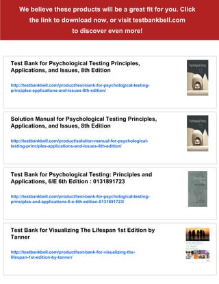 Test Bank for Psychological Testing Principles Applications and Issues ...