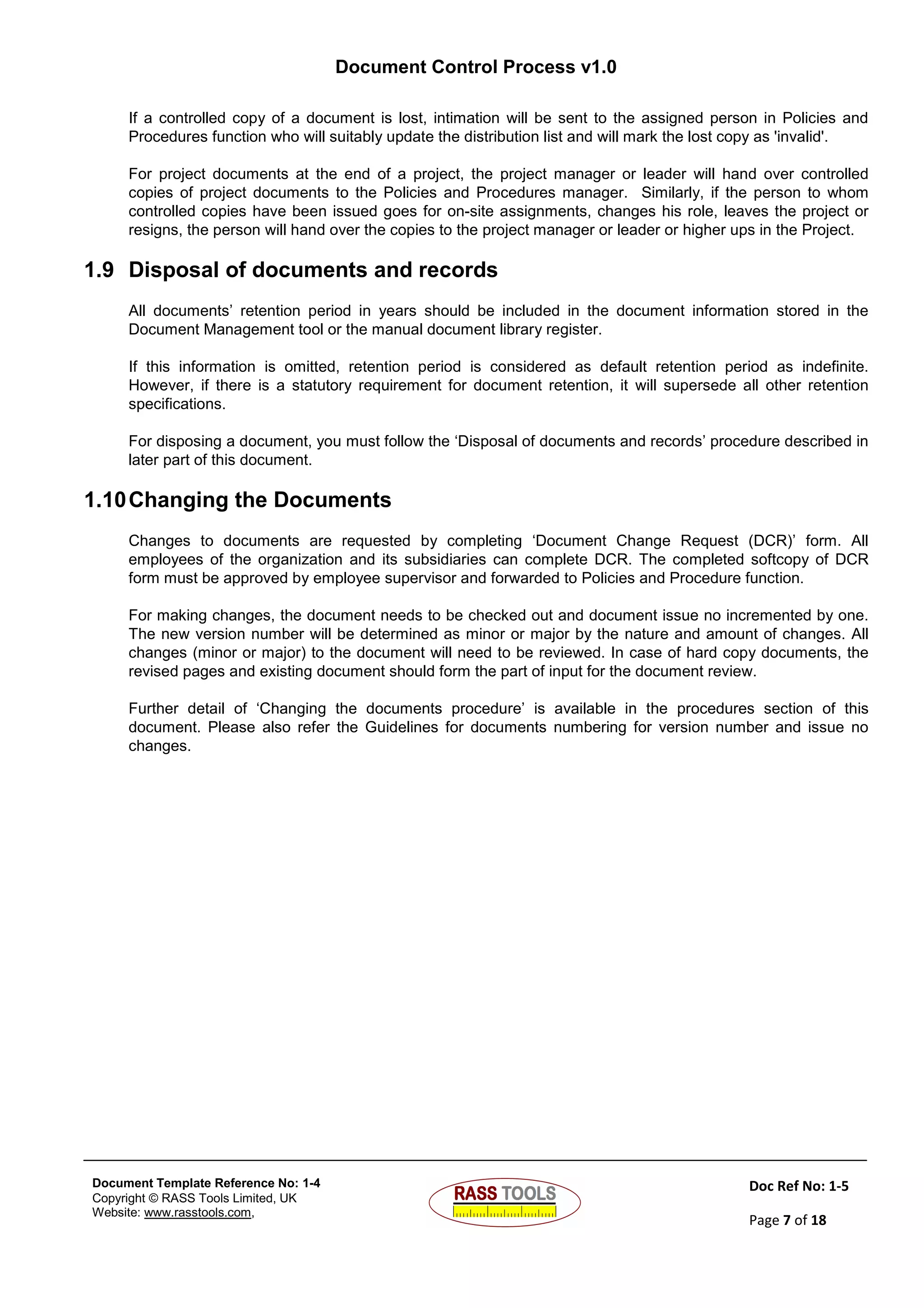 Documents Control Process | PDF