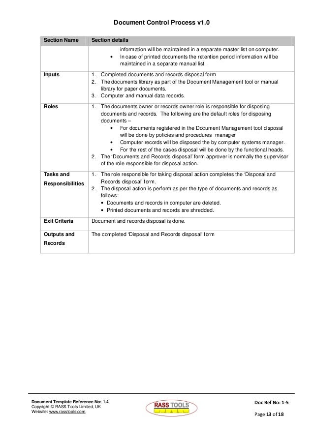 Documents Control Process