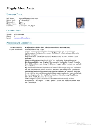 Magdy HusseinCV | PDF