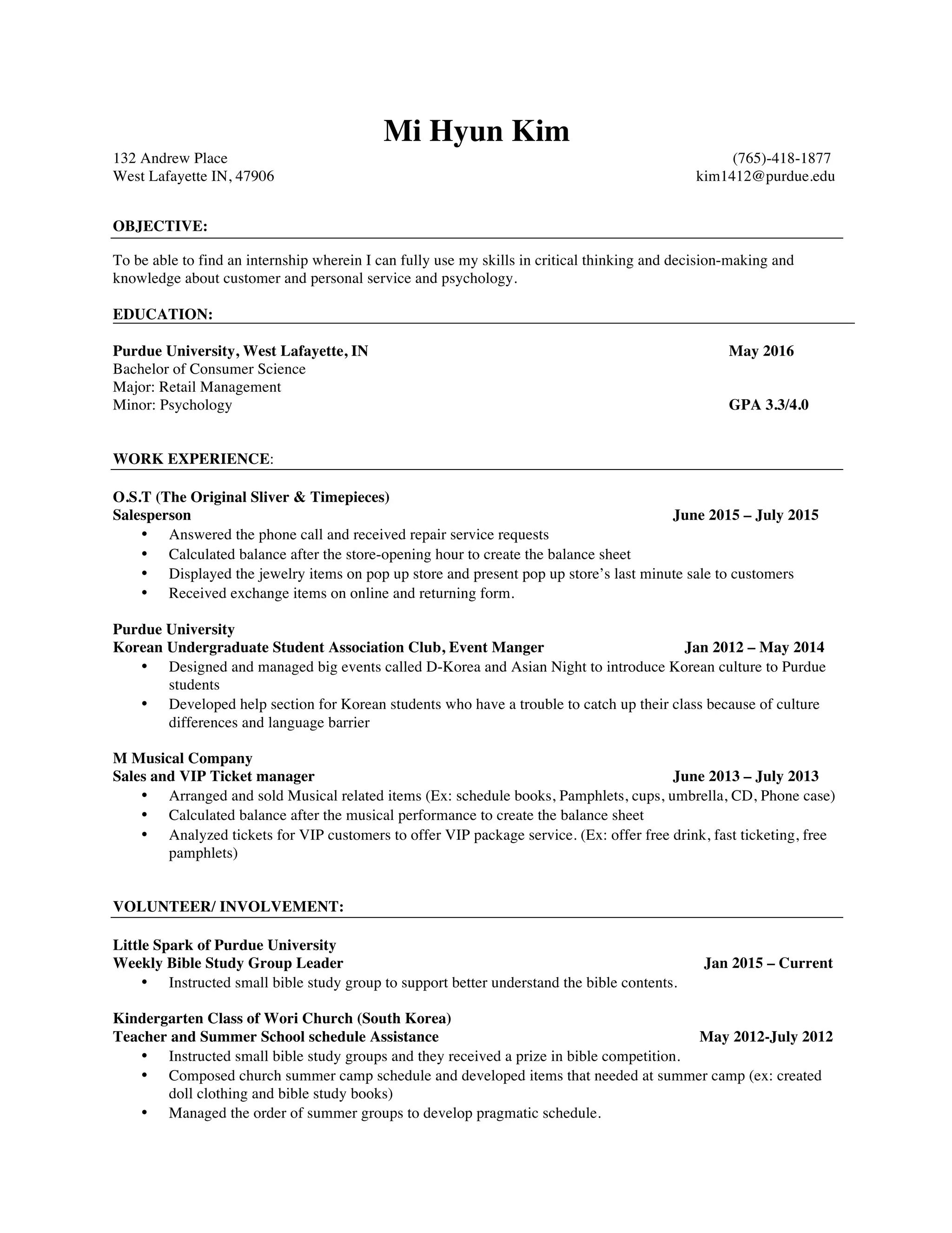 Mi Hyun Kim Resume-1 | PDF