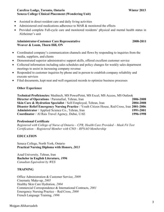 Resume Aug 2016 | DOC | Healthcare Industry | Industries