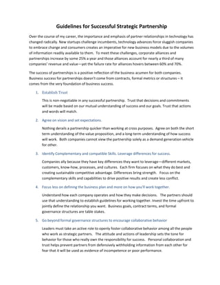 Guidelines for Successful Strategic Partnership | PDF