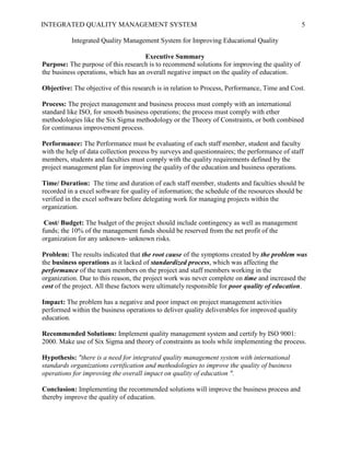 IMPLEMENT QUALITY MANAGEMENT SYSTEM RESEARCH PAPER | PDF