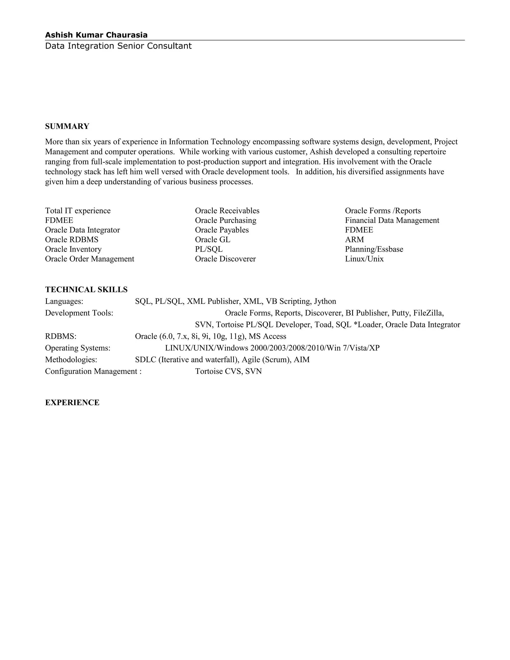 Ashish Chaurasia resume | DOC