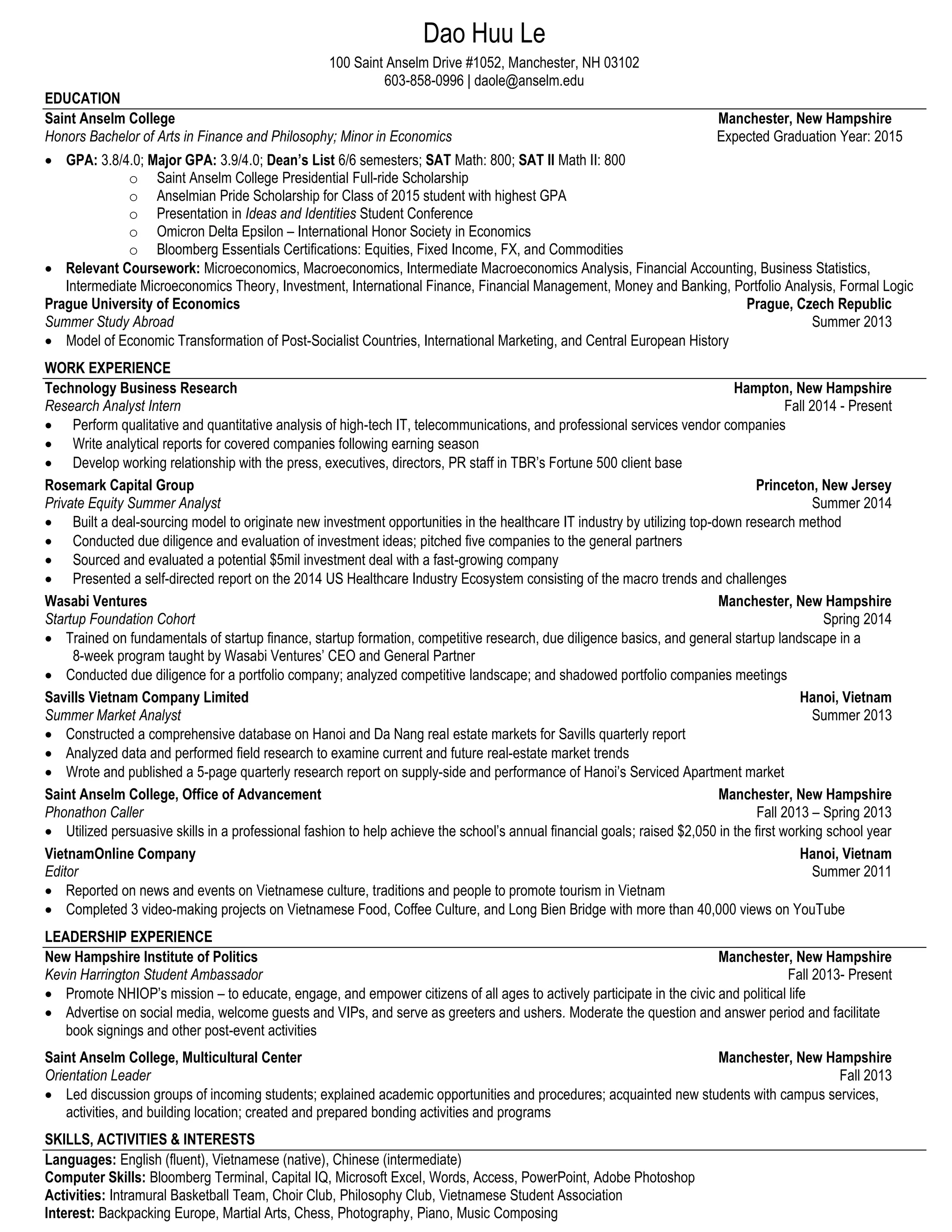 [Dao Le] Resume | PDF