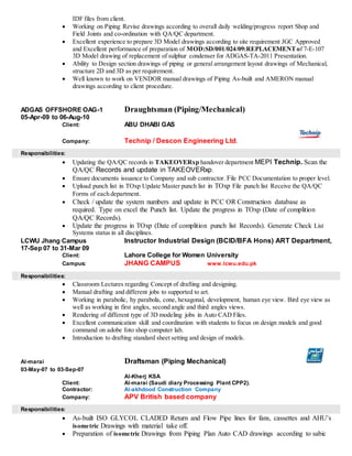 DRAUGHTSMAN Piping Mechanical_1 | DOCX