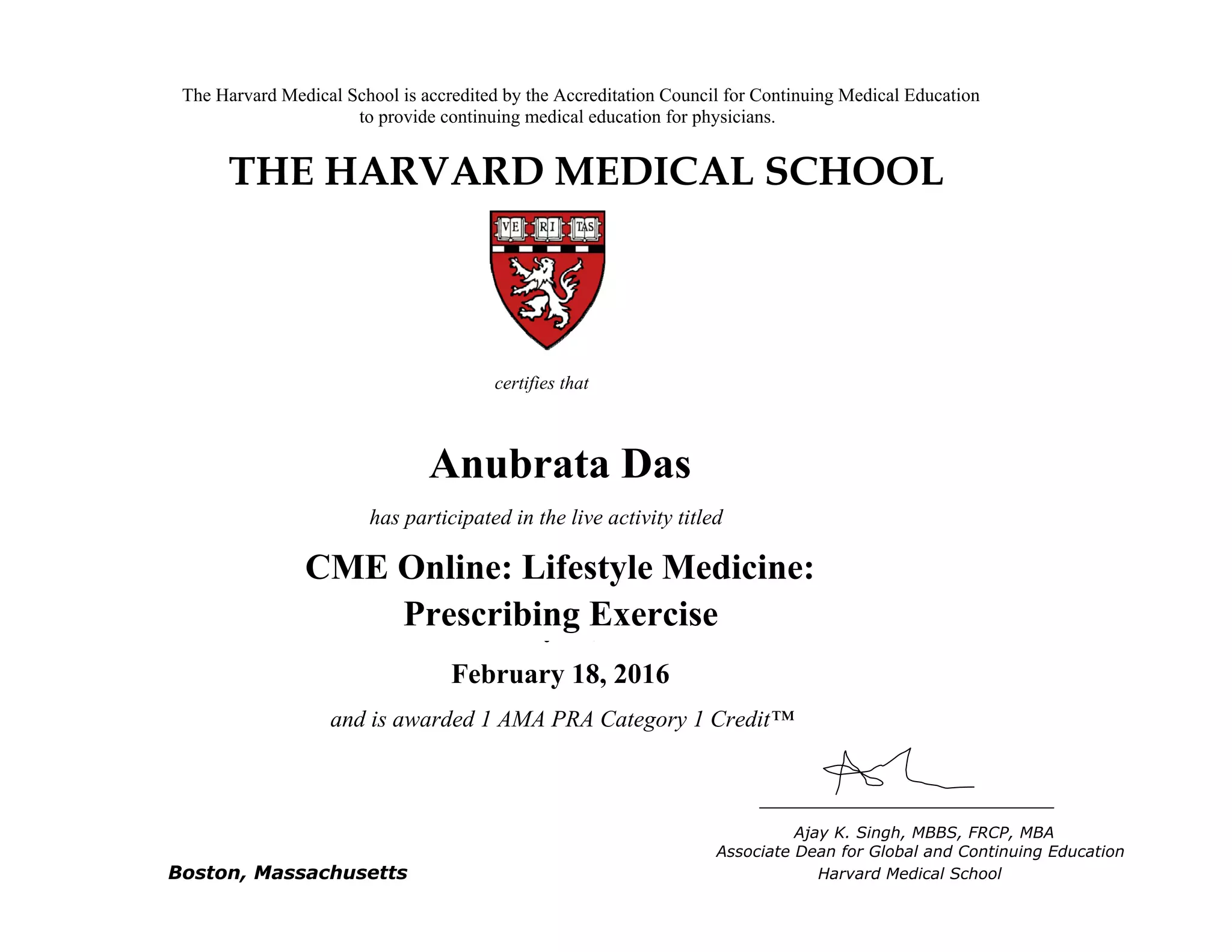 Anubrata Das - Harvard CME | PDF