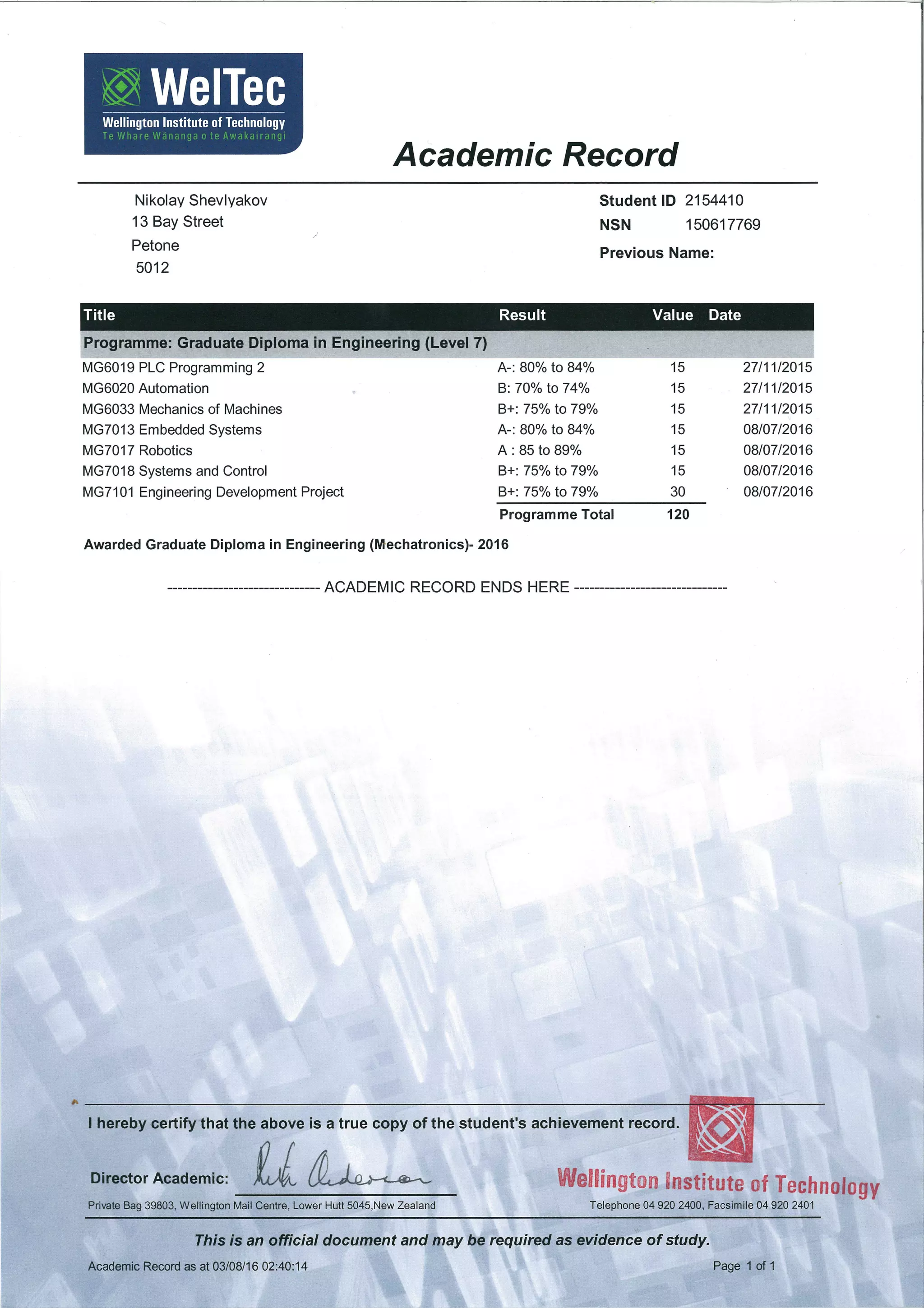 Academic transcript | PDF