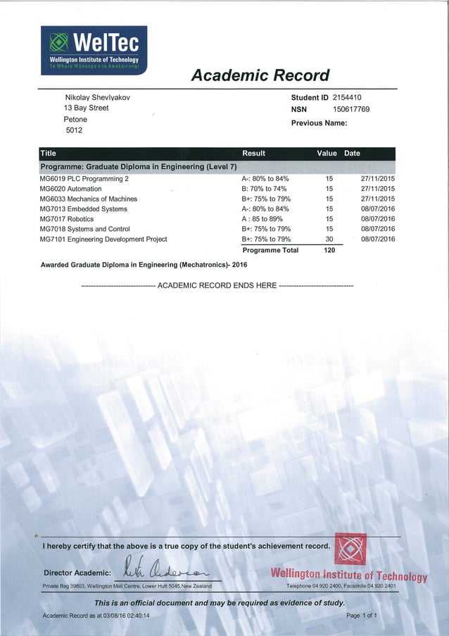 Academic transcript | PDF