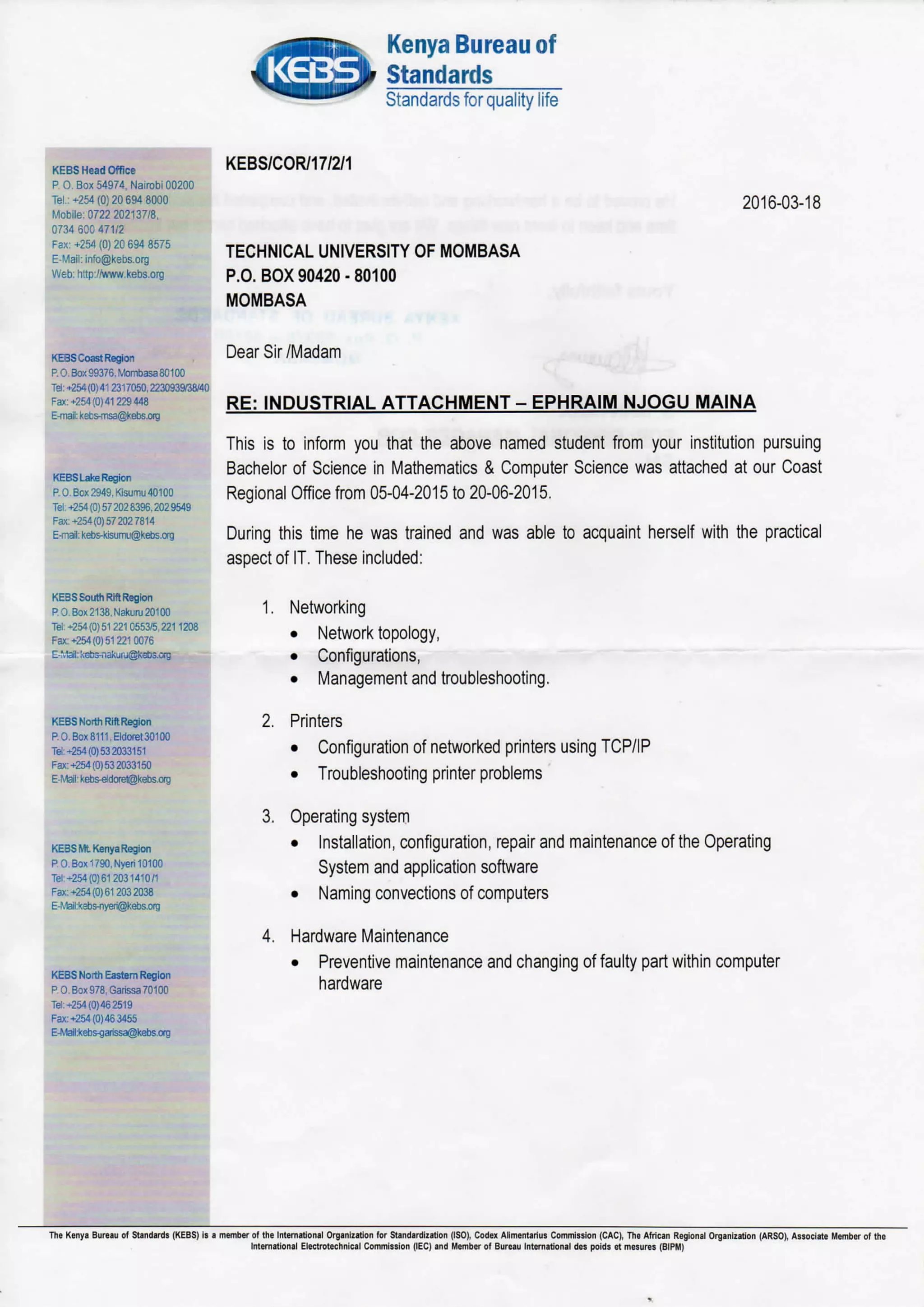 KEBS recomedation | PDF | Computer Networking | Computing