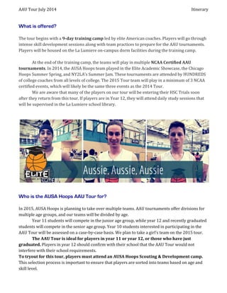 AAU Tour Information Package | PDF