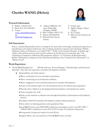 Resume - Chenbo WANG (Helen) -updated | PDF
