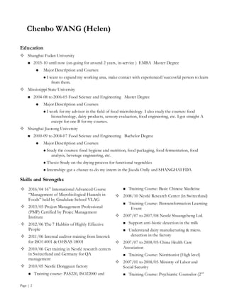 Resume - Chenbo WANG (Helen) -updated | PDF
