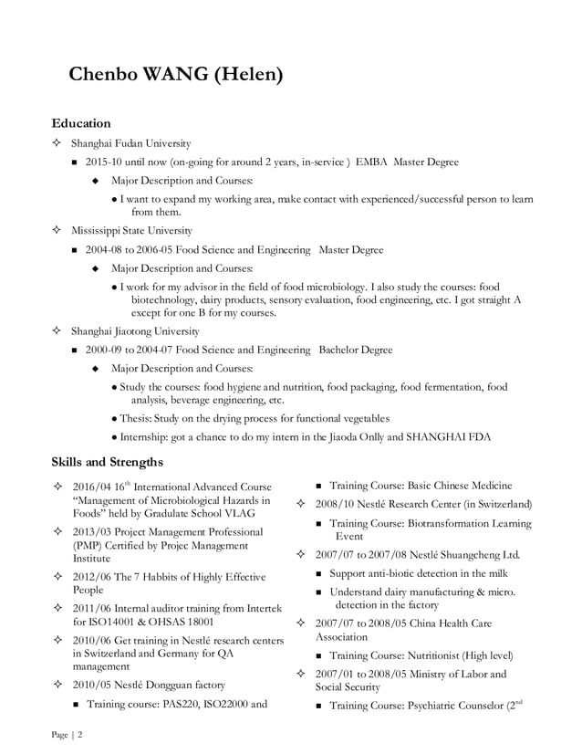 Resume - Chenbo WANG (Helen) -updated | PDF