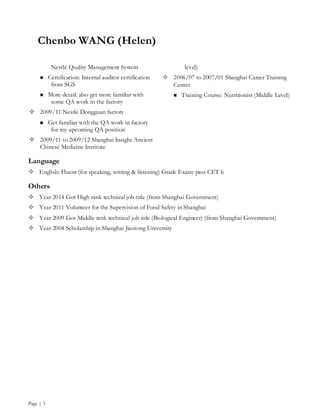Resume - Chenbo WANG (Helen) -updated | PDF