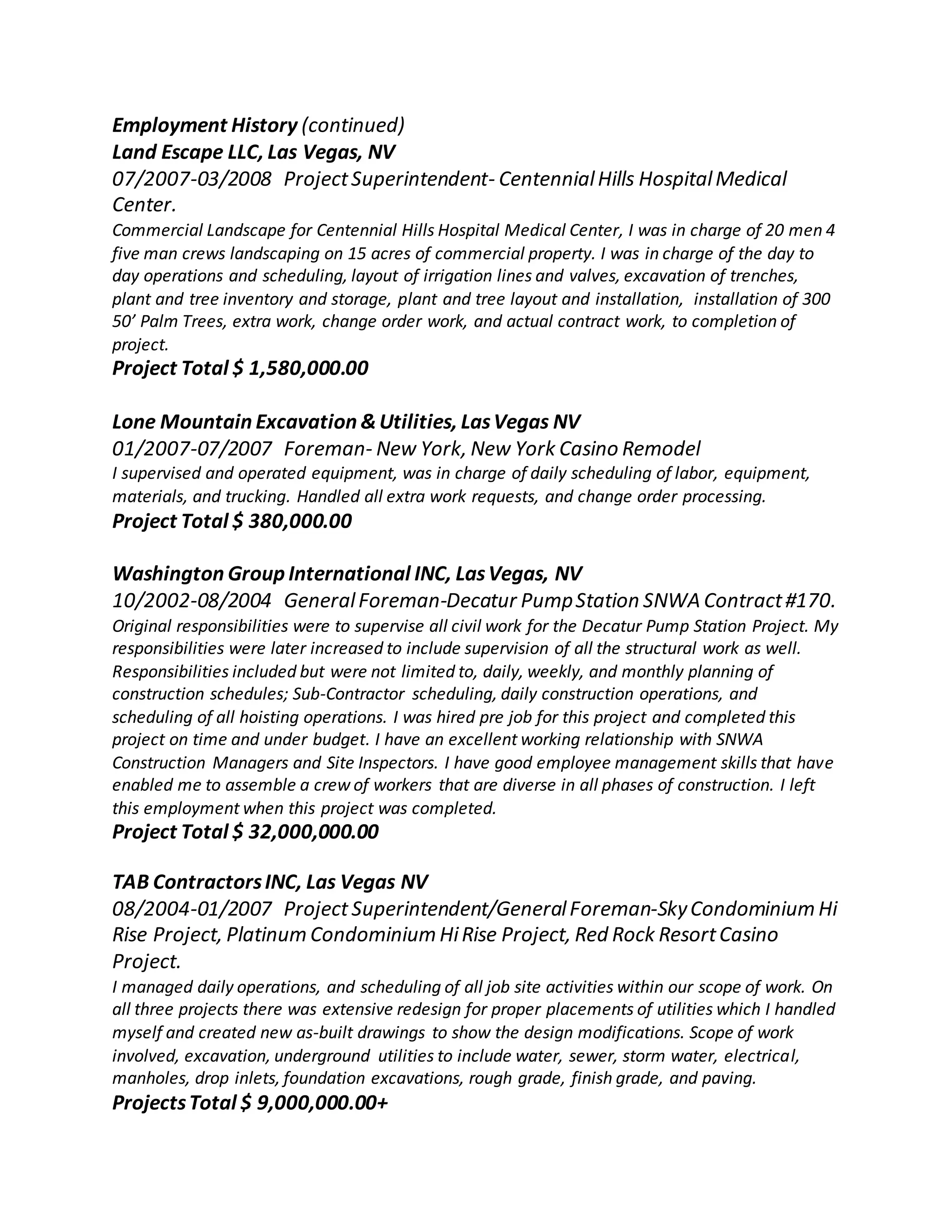 Michael Craig company resume | DOCX