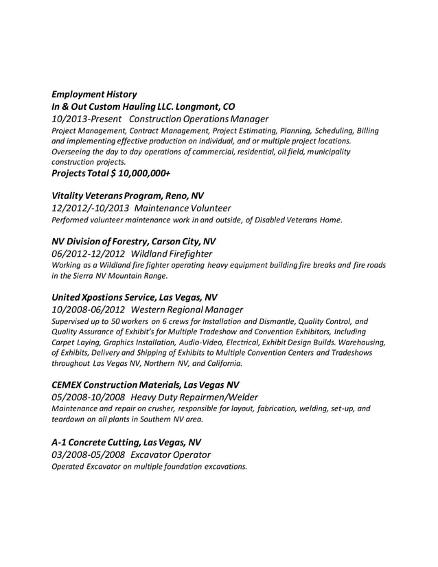 Michael Craig company resume | PDF