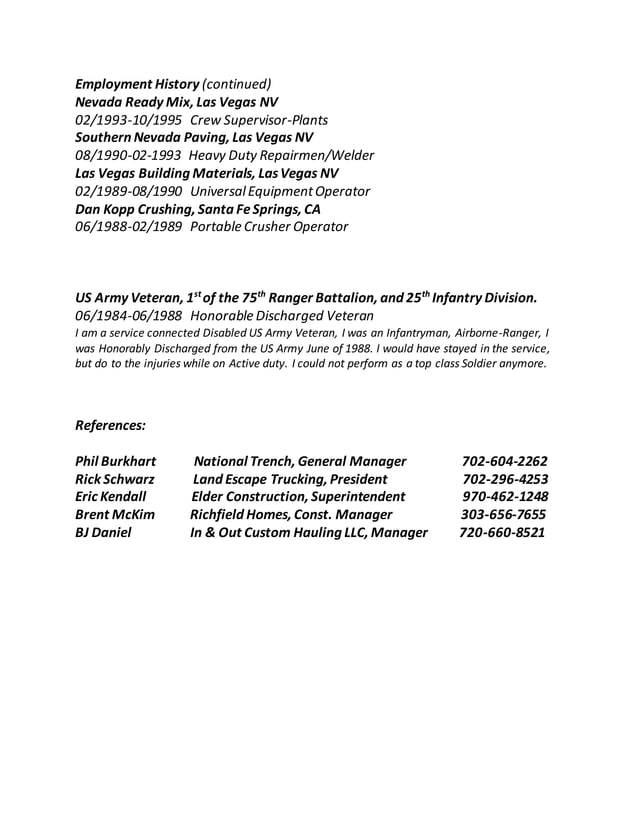 Michael Craig company resume | PDF