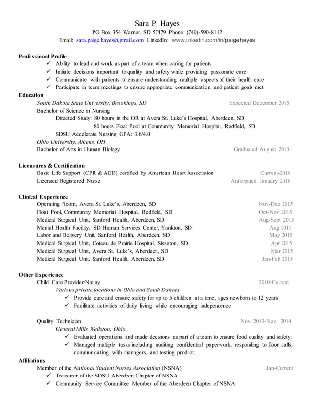 Sara Hayes Resume | DOCX | Medical Health