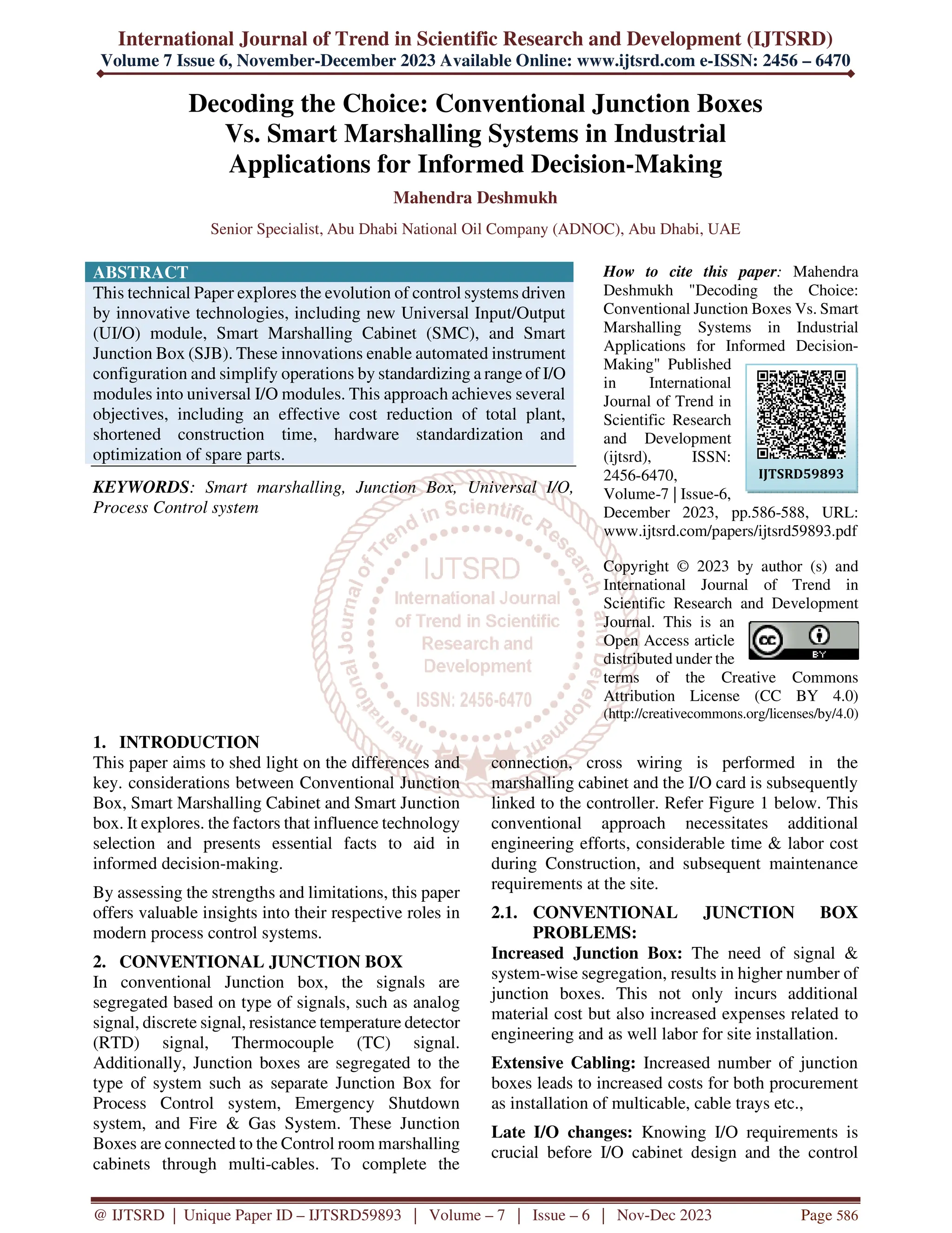 Decoding the Choice Conventional Junction Boxes Vs. Smart Marshalling Systems in Industrial ...