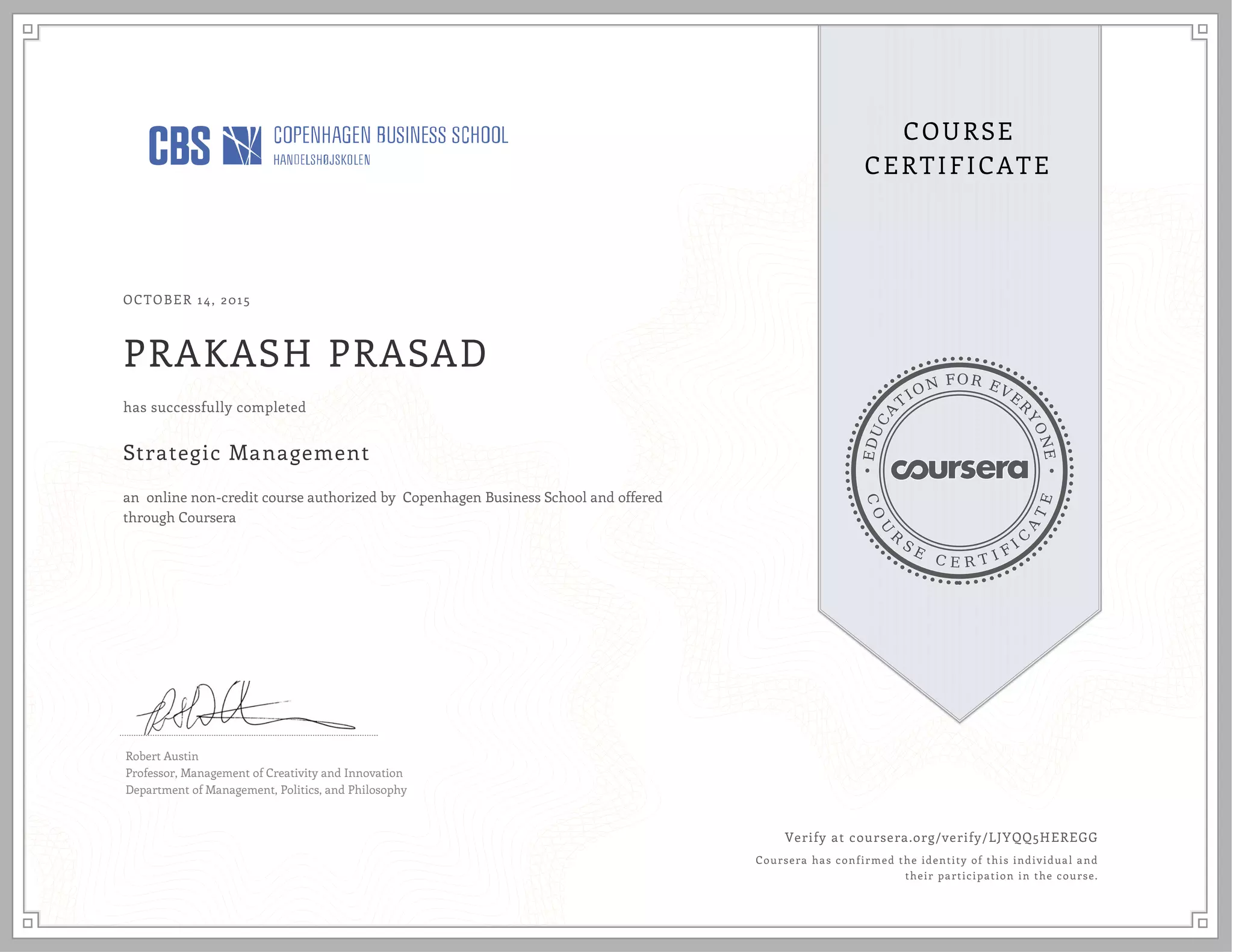 Coursera LJYQQ5HEREGG-Strategic Management-CBS | PDF | Business ...