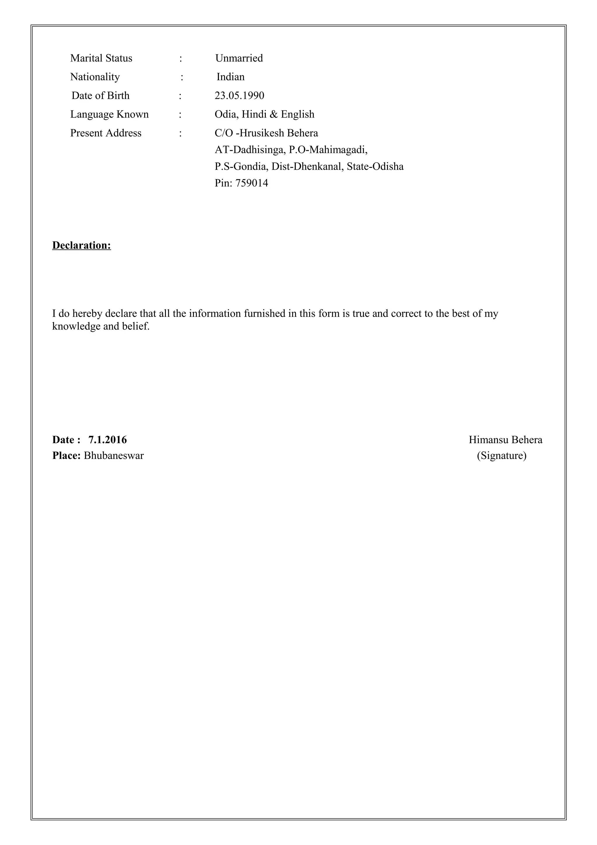 Himansu Behera (c.v-2) | DOC