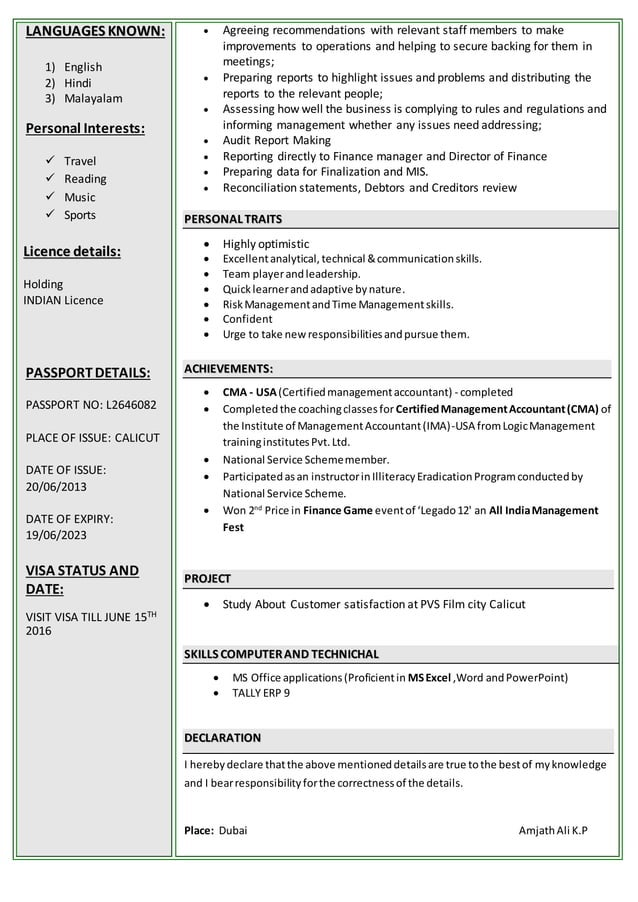 Amjath CV 5 | DOCX | Business Accounting & Finance | Business