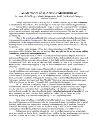 Go Memories of an Amateur Mathematician- Sept | PDF