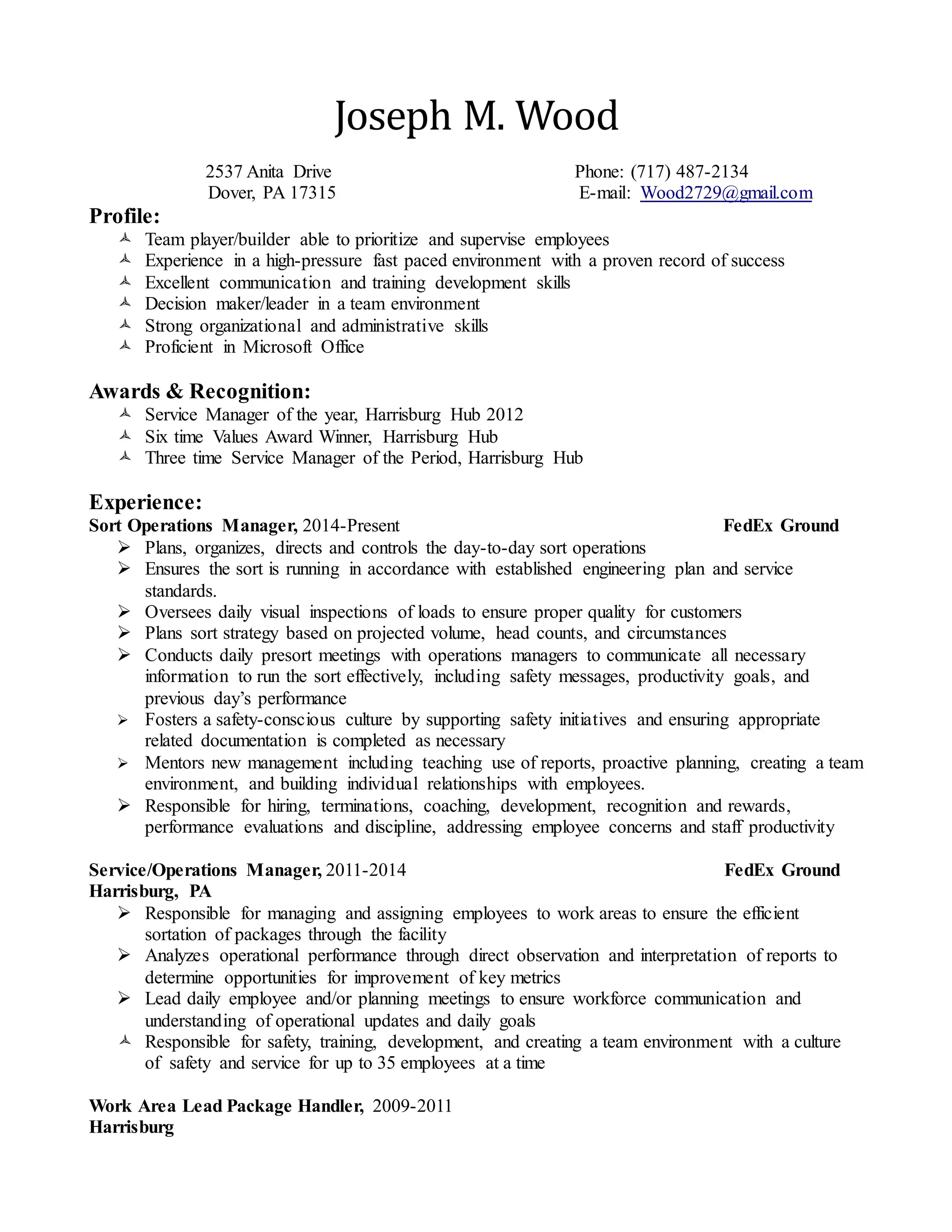 Joseph Wood Resume | DOCX