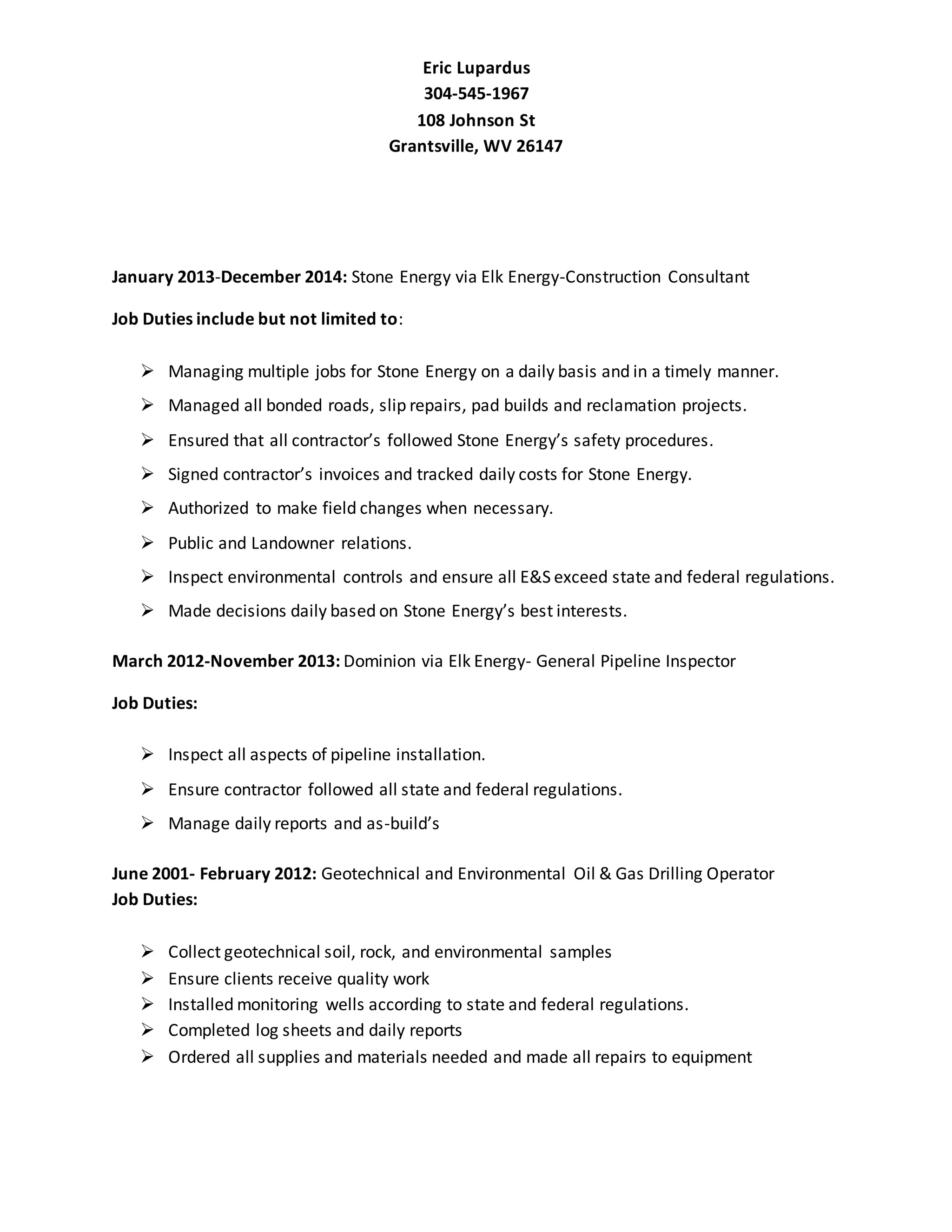 Eric Lupardus Resume 2014 | DOCX