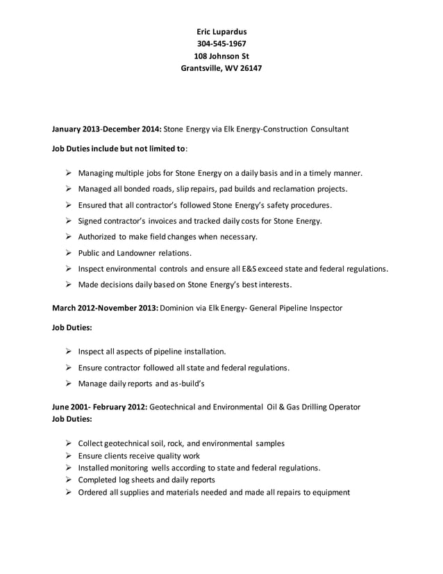 Eric Lupardus Resume 2014 | PDF