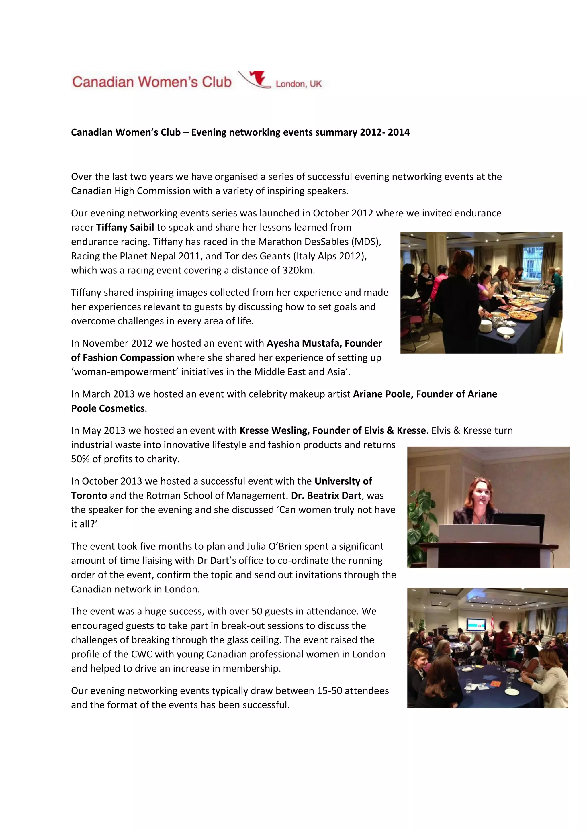 CWC evening networking events overview | PDF